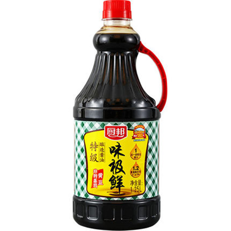 厨邦味极鲜生抽酱油1.25L非转基因黄豆特级酿造厨房用调味品家庭_虎窝淘