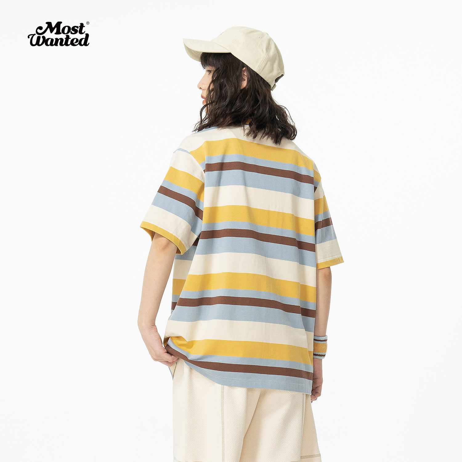 mostwantedlab定织撞色宽条纹T恤男短袖夏季薄款圆领情侣体恤MWTD_虎窝淘