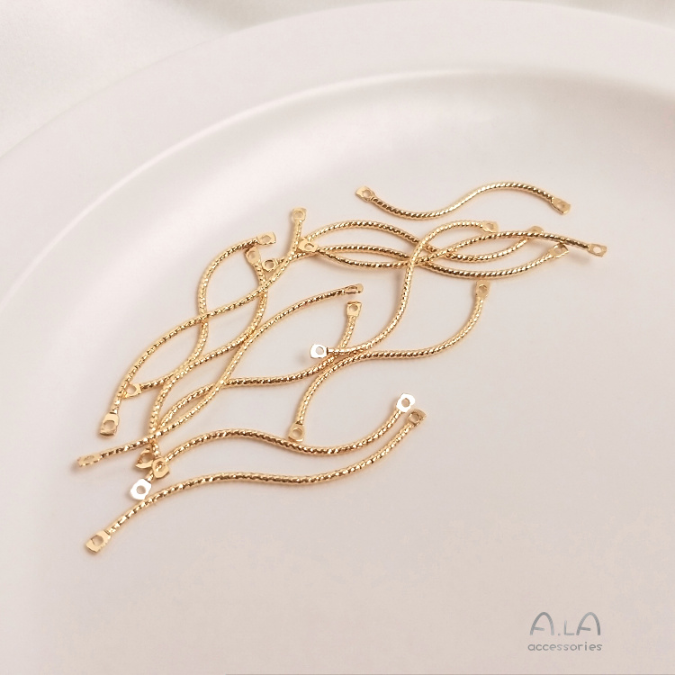 14K包真金批花线波浪螺纹扭曲棒双吊S形吊棒DIY耳环耳钉饰品配件_虎窝淘