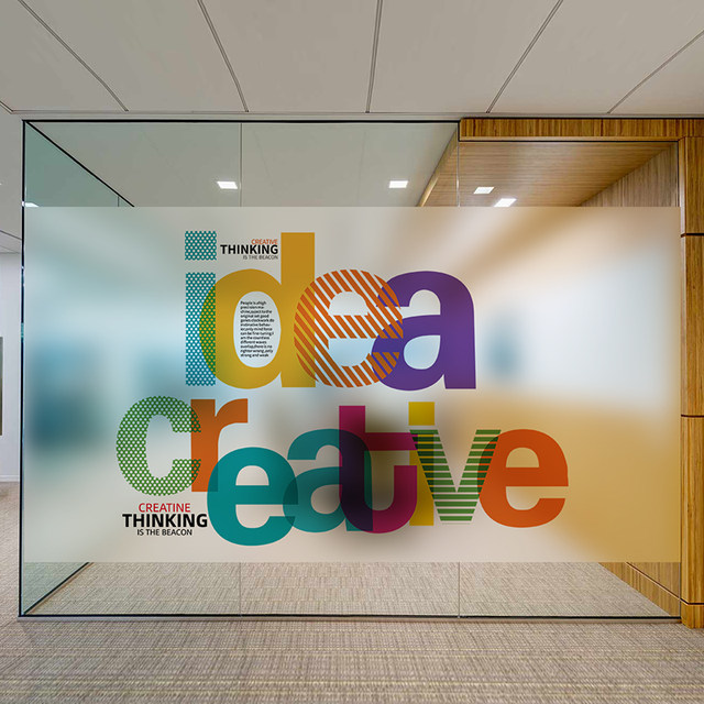 Customized frosted glass sticker office sliding door partition glue ...