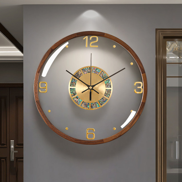 Light luxury living room wall clock without punching clock creative art ...