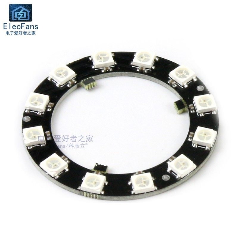 12位 WS2812全彩LED圆环模块 RGB红绿蓝5050灯珠LED开发板模块_虎窝淘