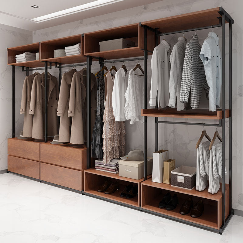 步入式衣帽间架子铁艺置物架转角衣柜开放式挂衣架落地大容量衣橱_虎窝淘