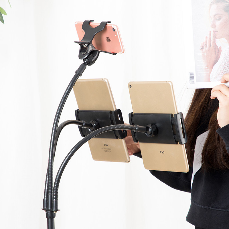 落地式主播直播多手机支架万能通用平板懒人支撑万向升降多机位架网红户外拍摄2机位固定可调节金属三脚架子_虎窝淘