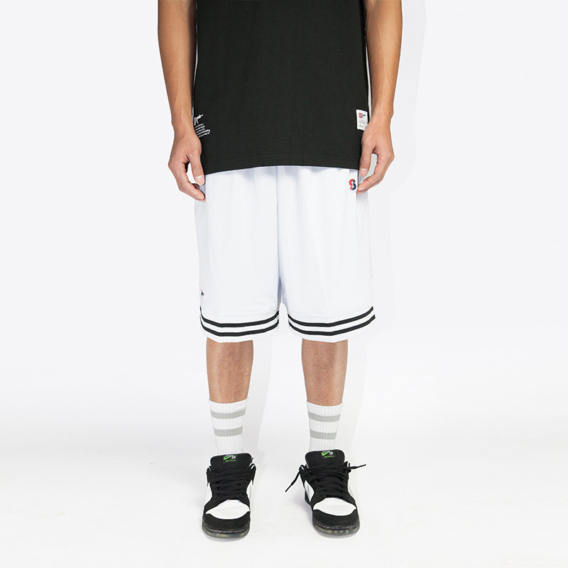【SIMOK官方店】斯摩克街头潮牌嘻哈短裤复古双层网眼条纹篮球裤_虎窝淘
