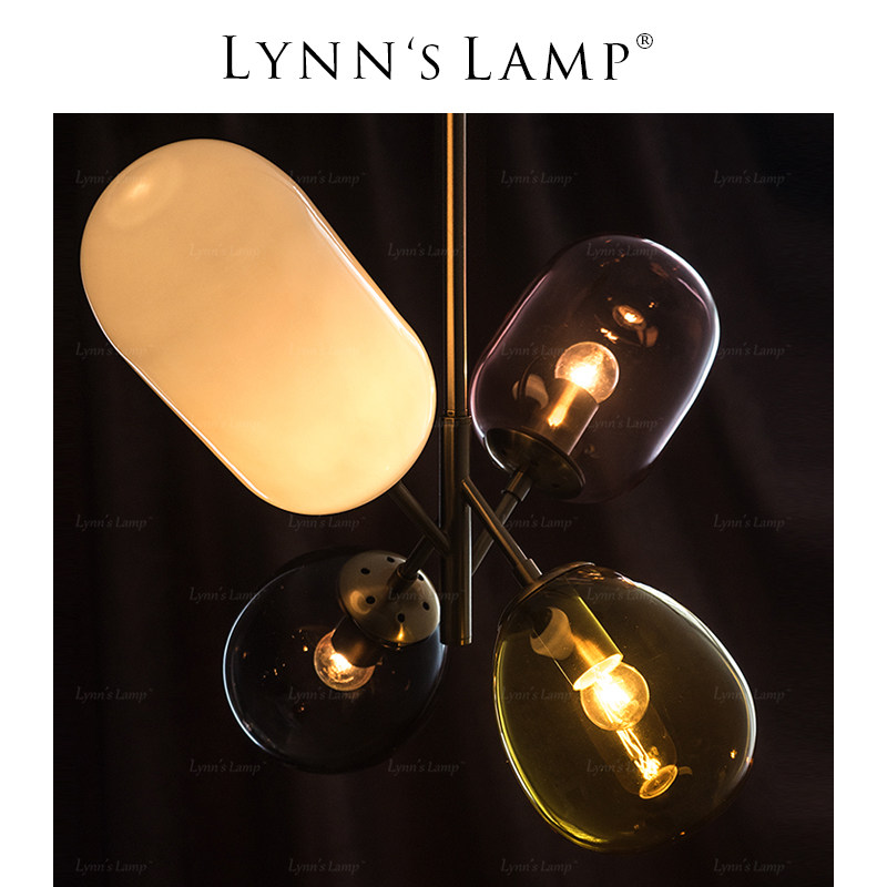 Lynn's立意后现代玻璃吊灯彩色简约北欧客厅卧室创意儿童房吊灯_虎窝淘