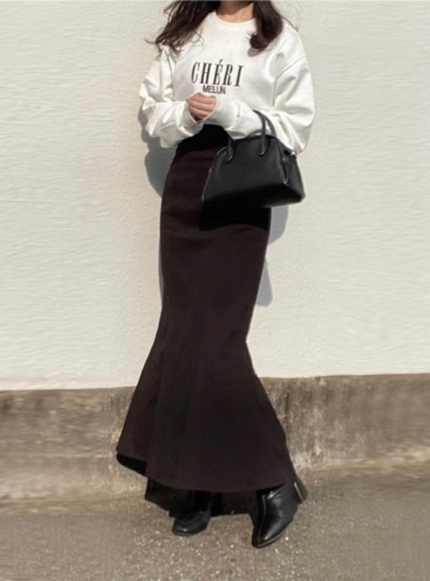 GRL春季新款2023女日系甜美百搭松紧高腰后开叉纯色半身裙鱼尾裙_虎窝淘