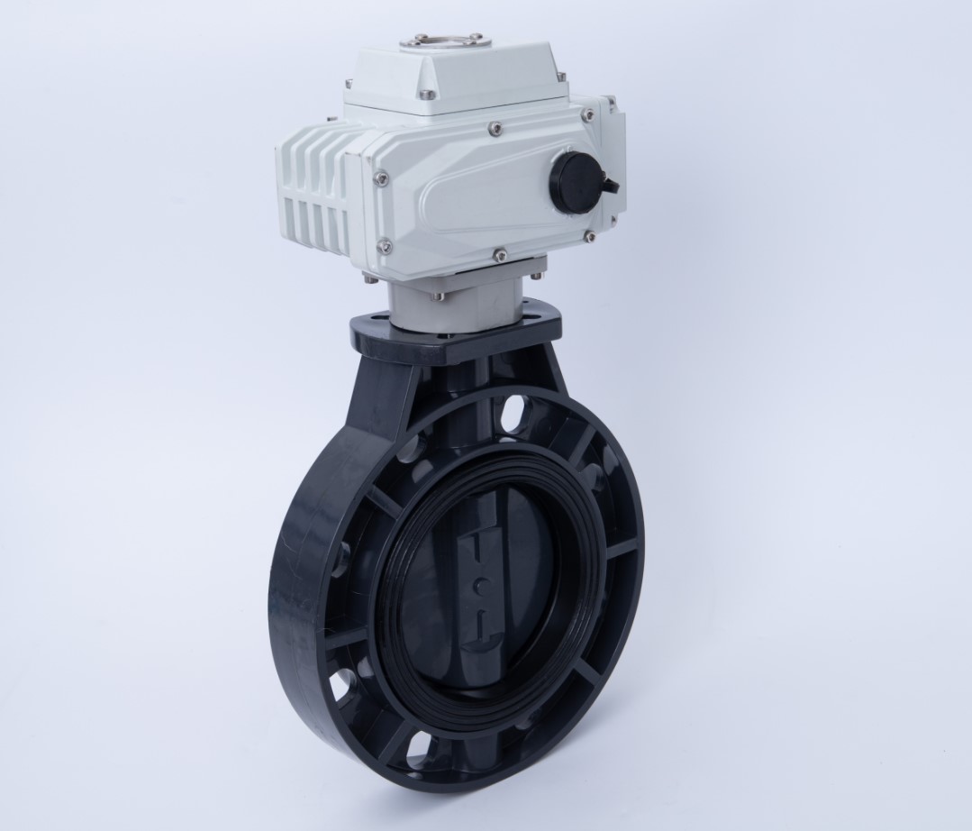 D971X-10S电动防腐塑料蝶阀电动UPVC蝶阀电动塑料阀 DN50-300_虎窝淘
