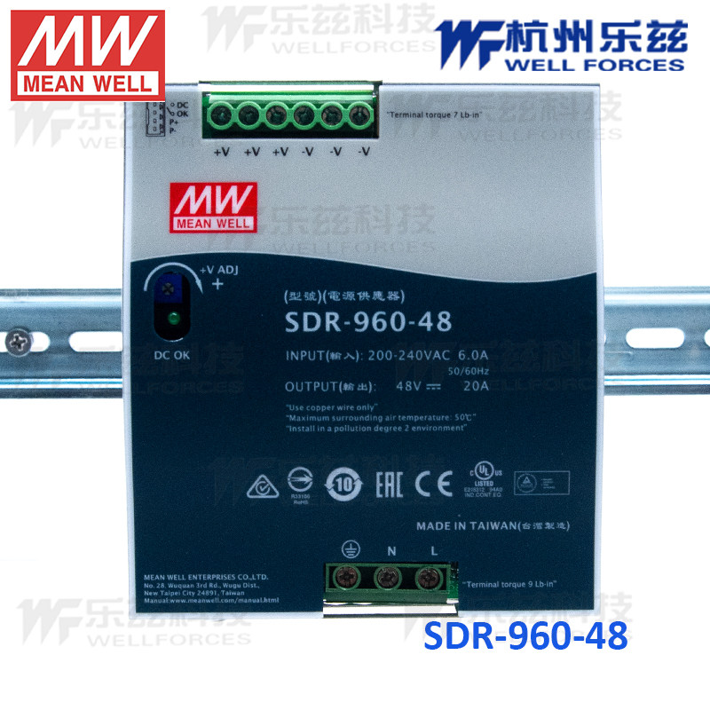 台湾明纬SDR-960导轨式960W开关电源24V48V带PFC功能AC-DC_虎窝淘