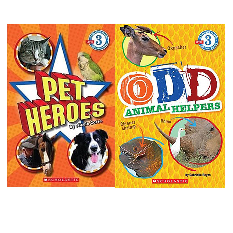 英文原版孤品清仓 Scholastic reader level 3 Odd Animal Helepers/ Pet Heroe 2册合售 ...