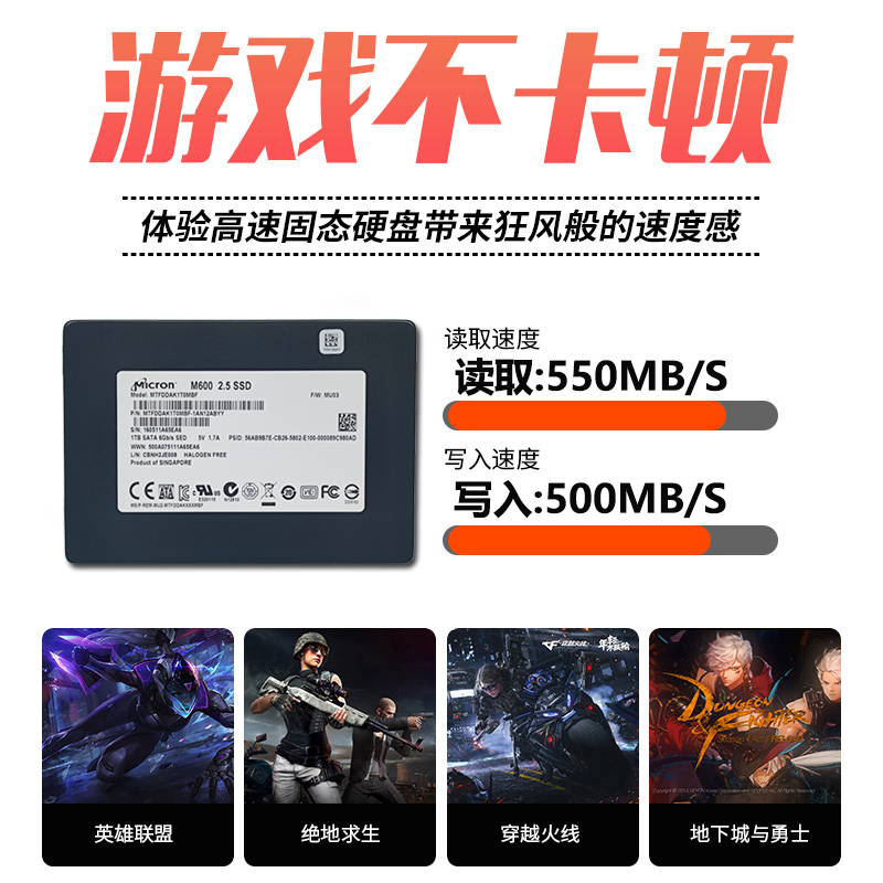 镁光 M600 1T SATA3 2.5寸 MLC SSD固态硬盘1tb台式机笔记本通用_虎窝淘