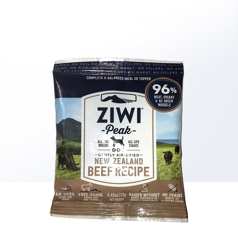 【自营】ZIWI巅峰无谷风干牛肉多口味狗粮通用全犬粮试吃装12g*3_虎窝淘