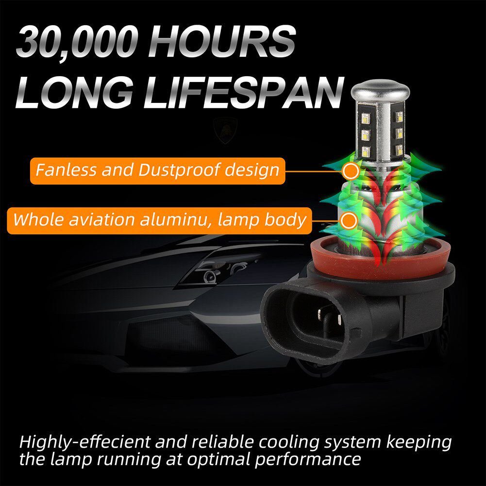 2Pcs H8 H9 H11 Led Fog Lights White 5500K LED Headlight Bulb_虎窝淘