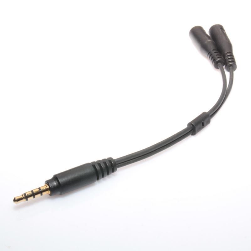 3.5mm Stereo Audio To 2 Headset Mic TRRS Y Splitter Cable_虎窝淘