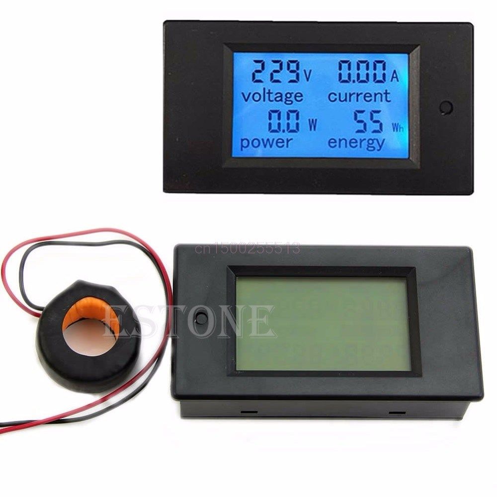 AC 100A LCD Digital Volt Watt Power Meter Blue Backlight Pan_虎窝淘