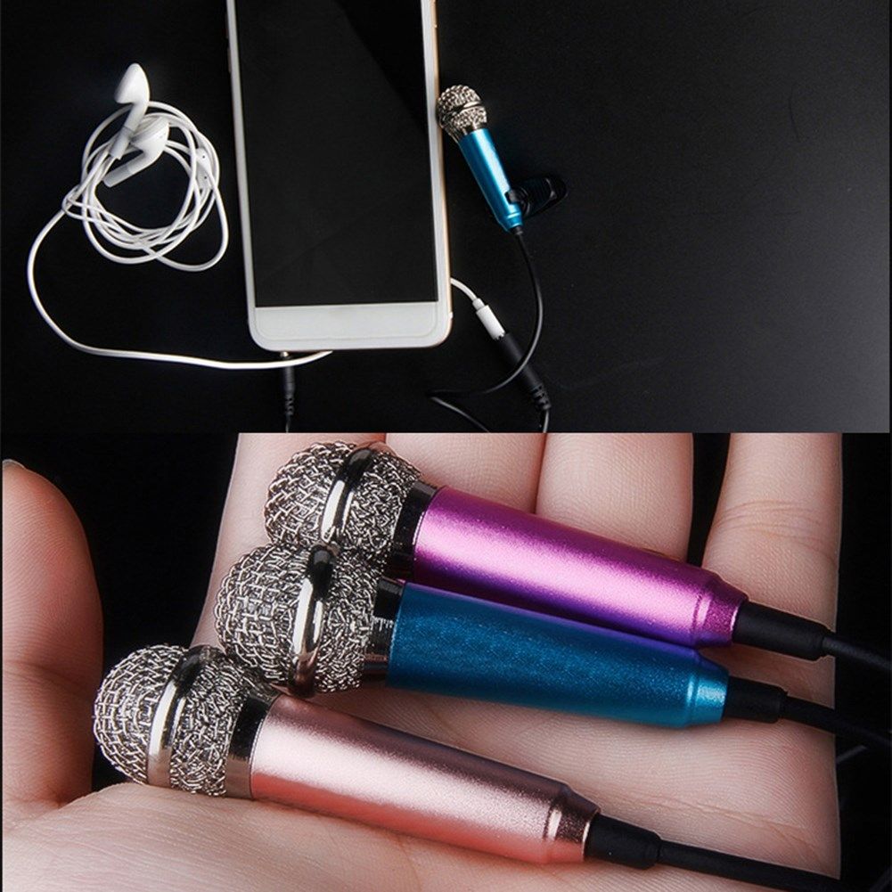3.5mm Mini Condenser Microphone Phone Karaoke Mic with Stan_虎窝淘