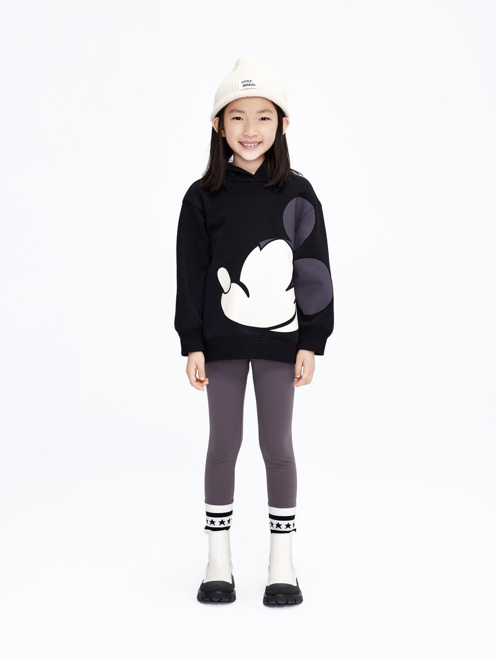 little moco中大童2023秋新款男女童休闲连帽长袖卫衣KBC3SWS022_虎窝淘