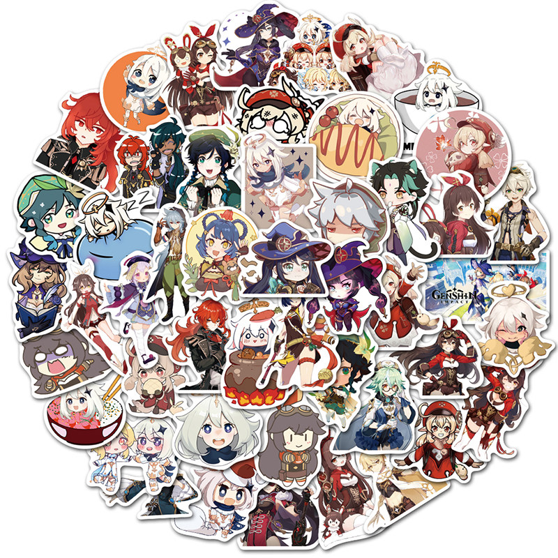 10/50pcs/set Genshin Impact Cartoon Open World Game Stickers_虎窝淘
