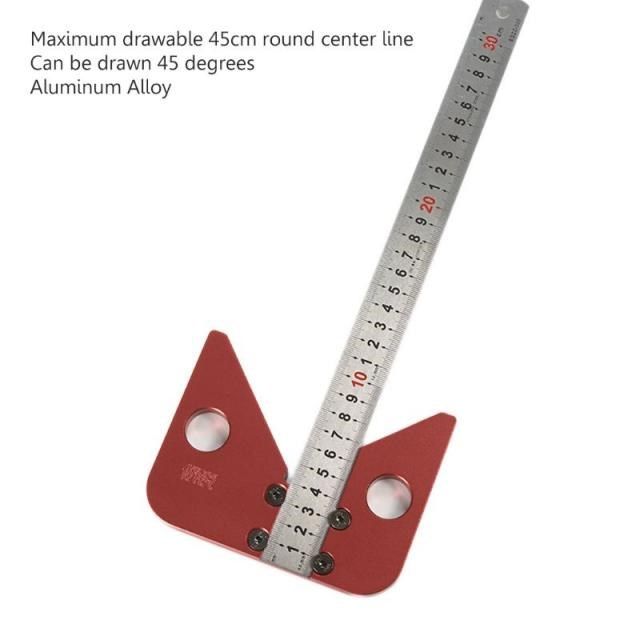 45 Degree Angle Scribe Round Center Line Scribe Wood Ruler C_虎窝淘