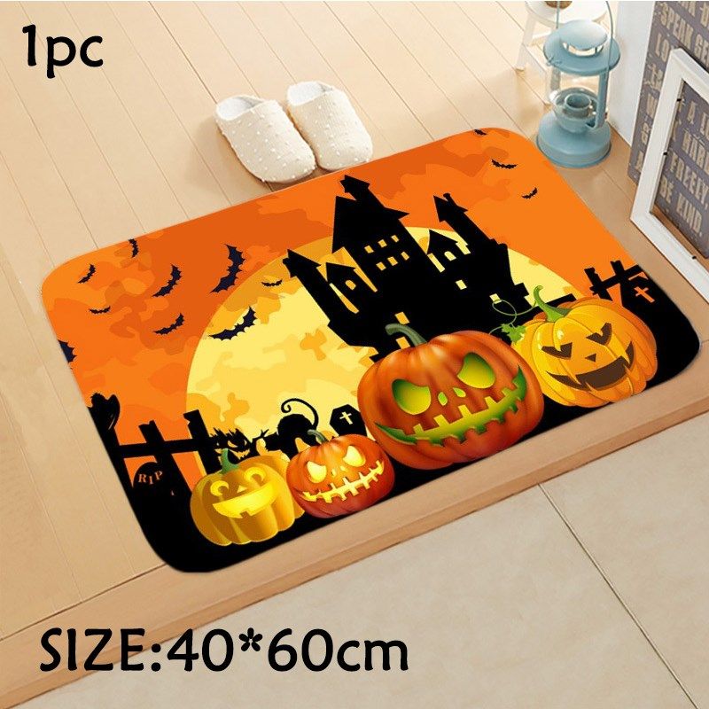 40*60cm Halloween Floor Mat Pumpkin Old Castle Ghost Doormat_虎窝淘