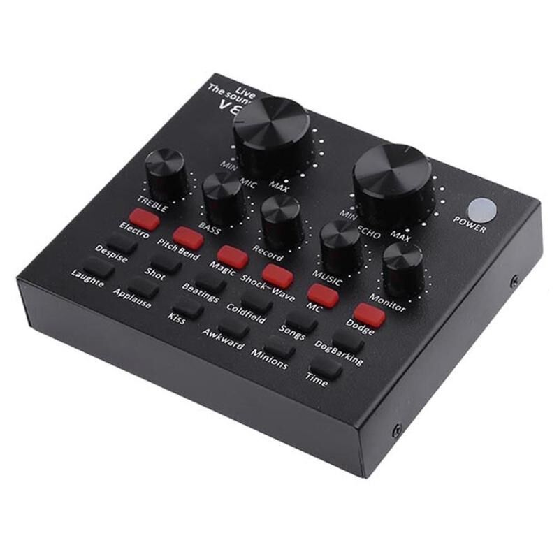 V8 Audio USB Headset Microphone Webcast Live Sound Card for_虎窝淘