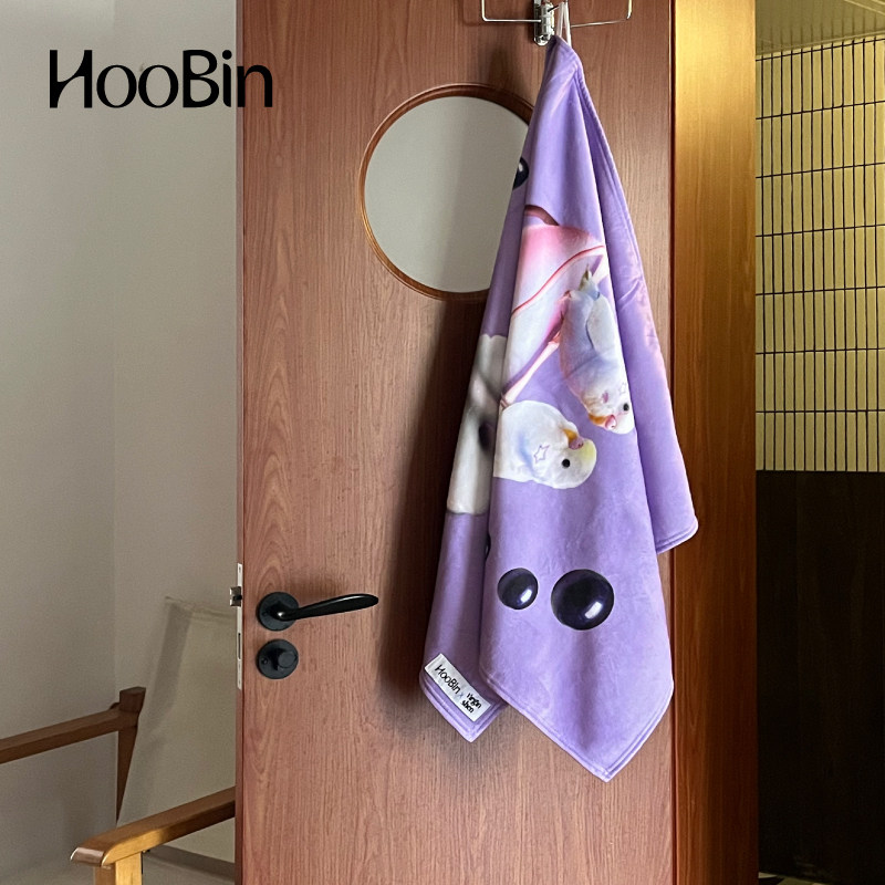 HooBin双生小鸟爱神酒杯浴巾艺术家联名纯棉游泳浴巾