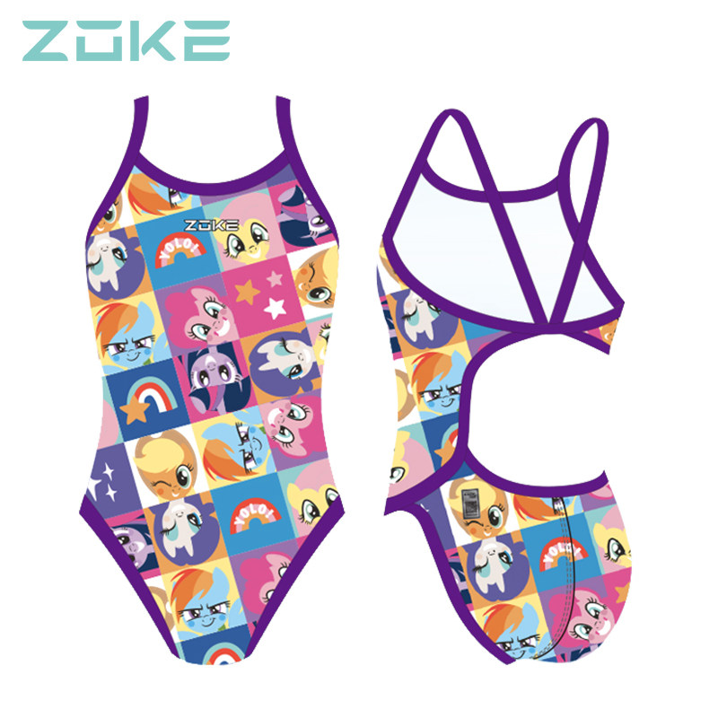 【断码清仓】zoke洲克儿童泳衣女童专业训练比赛女竞速连体游泳衣_虎窝淘