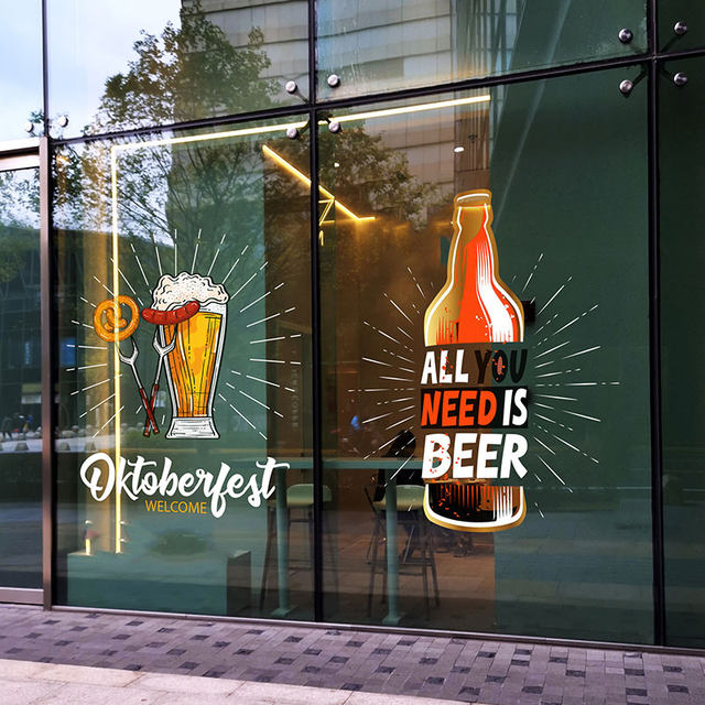Supper Sticker Hotel Bar Creative glass door music restaurant beer ...