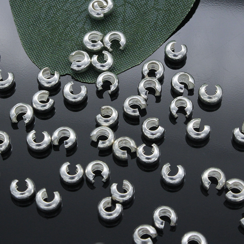 东夏饰品 S925纯银半月包扣手工diy制作藏线扣收尾定位珠C形扣_虎窝淘