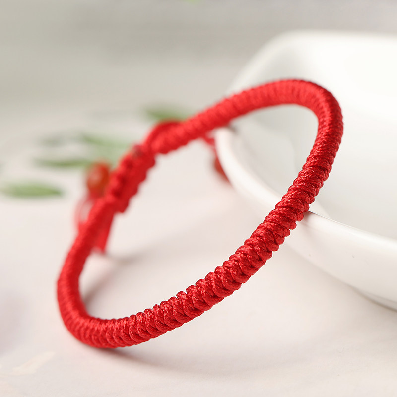 成品手工编织红绳手链金刚结平安黑红玛瑙手绳男女情侣本命年饰品_虎窝淘