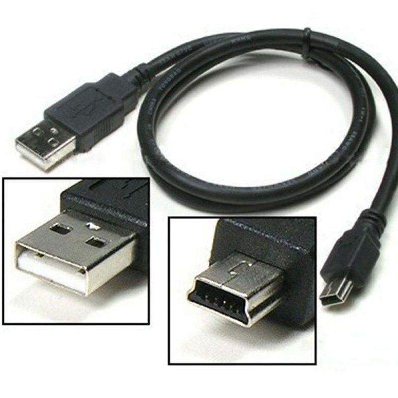 Black USB 2.0 A Male to Mini 5 Pin Type B Charging Cable Co_虎窝淘