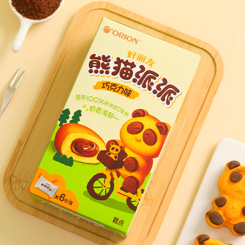 好丽友官方旗舰店草莓味巧克力味儿童零食糕点注心蛋糕熊猫派12枚_虎窝淘