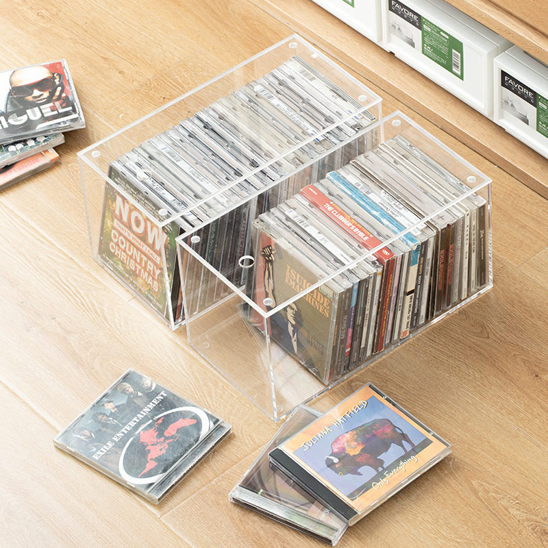 亚克力CD收纳盒家用DVD收纳碟片光盘盒漫画专辑整理收纳箱架_虎窝淘