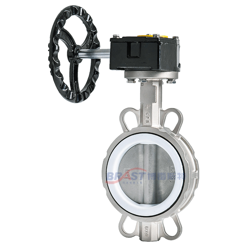 H重体+中体对夹涡轮蝶阀 D371F-10/16P不锈钢体 304板 PTFE阀座_虎窝淘