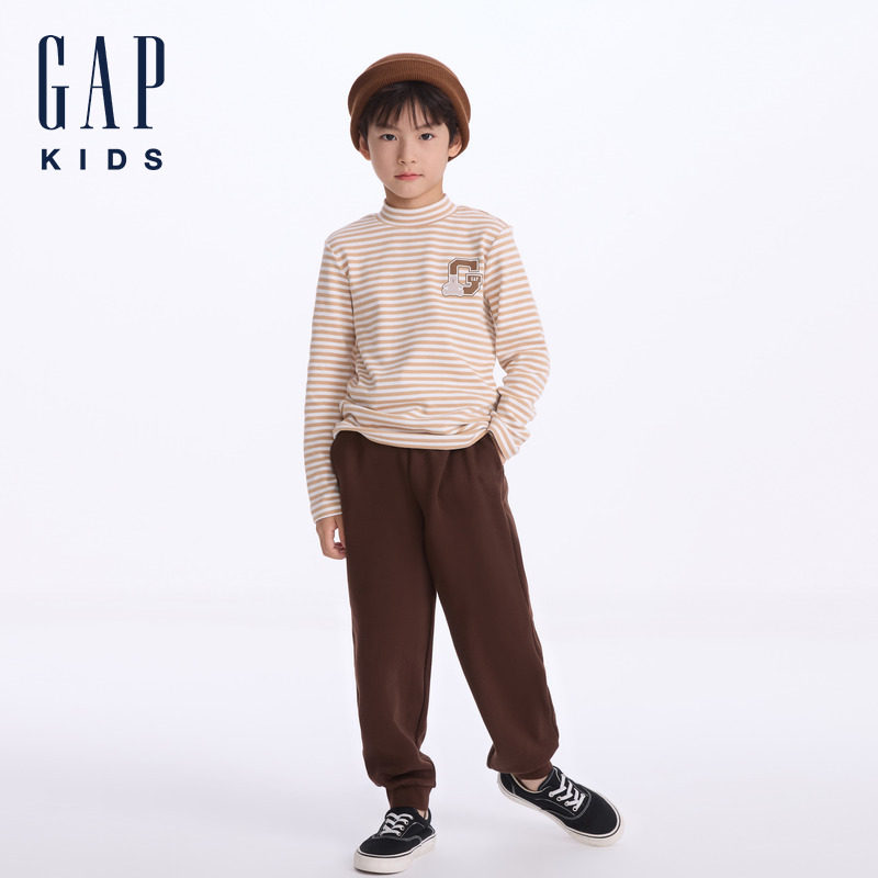 【大小童同款】Gap男童2024秋冬新款抓绒针织裤束脚卫裤641850