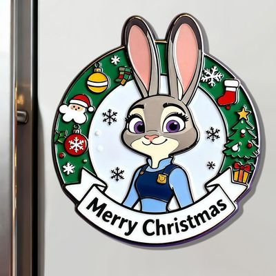 疯狂动物城2尼克朱迪CP圣诞款高颜值亚克力磁吸平面冰箱贴礼物