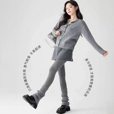 羊脂裤秋冬加绒加厚女中高腰棉竖条纹连踩脚打底裤