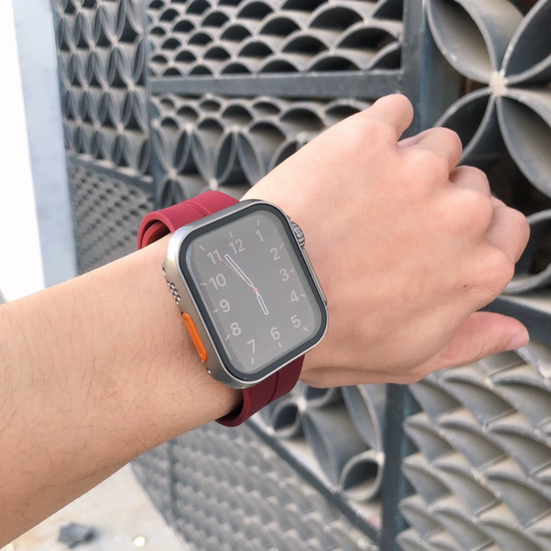 秒变Ultra适用苹果手表iwatch保护壳s87654钢化膜壳膜一体卡客_虎窝淘