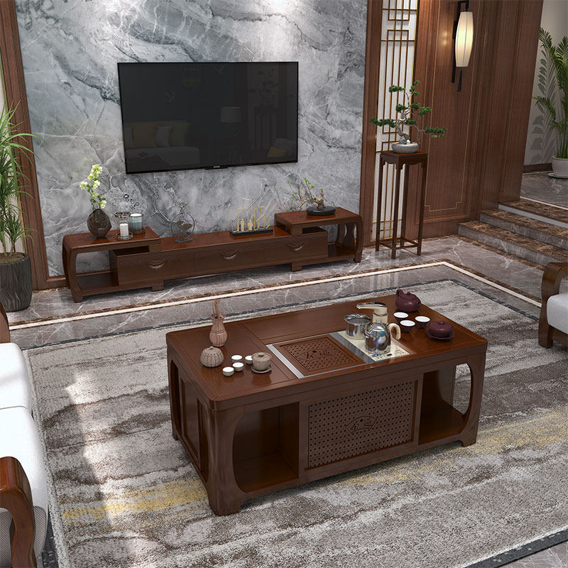 简约自动升降茶几茶台多功能餐桌两用茶几桌客厅家用实木功夫茶桌_虎窝淘