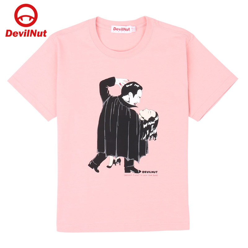 DEVIL NUT潮牌恶魔男女同款舒适圆领宽松短袖-吸血伯爵 SNT_虎窝淘