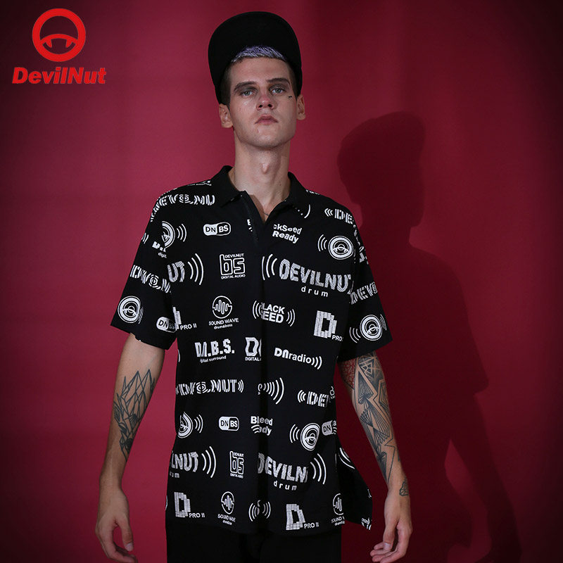 DEVIL NUT小恶魔潮牌春夏新款男女情侣T恤短袖POLO衫黑种子 STY_虎窝淘