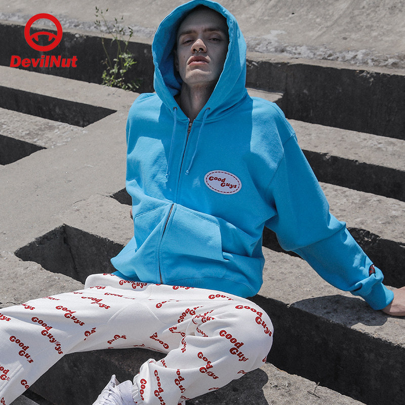 DEVIL NUT潮牌恶魔男士休闲宽松有帽拉链卫衣-BH AET_虎窝淘