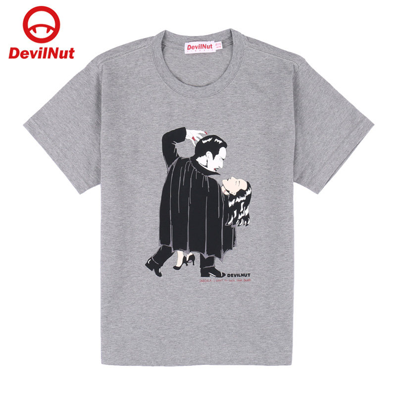 DEVIL NUT潮牌恶魔男女同款舒适圆领宽松短袖-吸血伯爵 SNT_虎窝淘