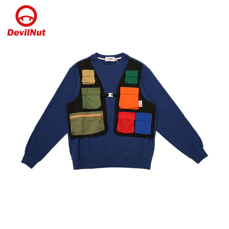DEVIL NUT潮牌恶魔 21冬季新款拼接记者马甲卫衣 ZYL ATO_虎窝淘
