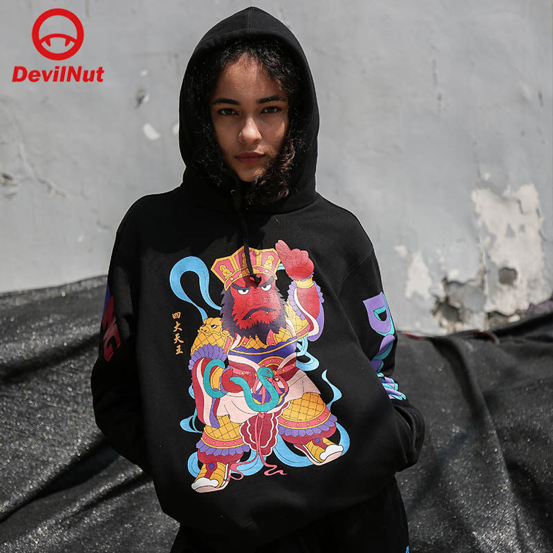 DEVIL NUT潮牌恶魔男女同款休闲连帽套头卫衣-四大天王 ANT_虎窝淘