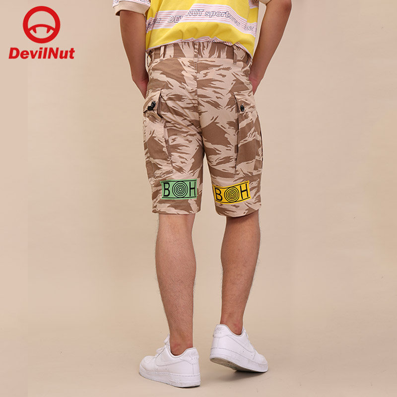 DEVIL NUT潮牌恶魔男士伞兵大袋迷彩印花休闲短裤 BIBH SET_虎窝淘