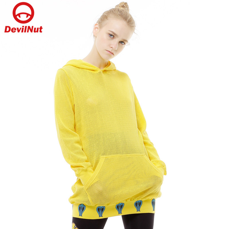 DEVIL NUT潮牌恶魔中长连帽纯色女式卫衣 PARTY SFV_虎窝淘