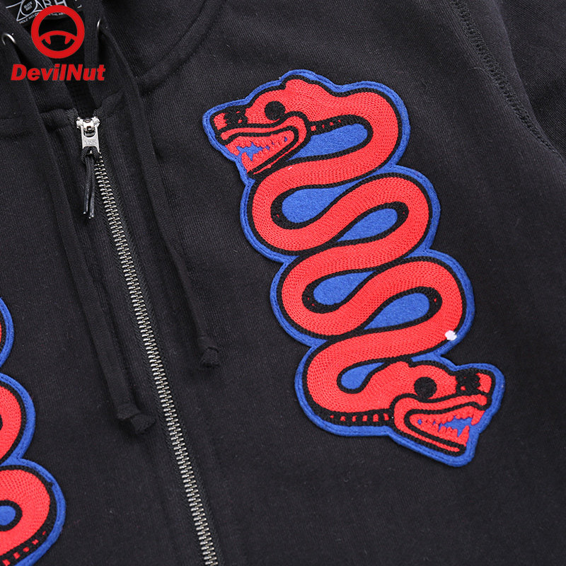 DEVIL NUT潮牌恶魔男式贴袋拉链帽卫衣流感外套-BH ASV_虎窝淘