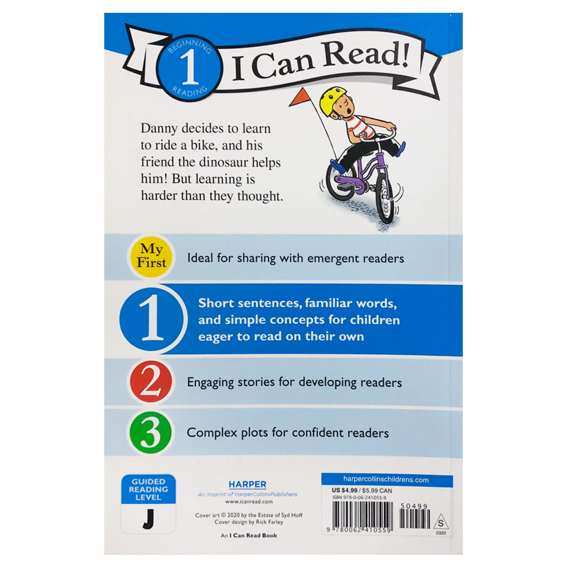 送音频丹尼和恐龙英文原版 Danny and the Dinosaur Ride a Bike(I Can Read Level 1)儿童趣味 ...