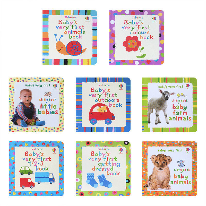 英文原版绘本宝宝的首个图书馆【8册盒装】Usborne Baby’s Very First Library animals colours ...